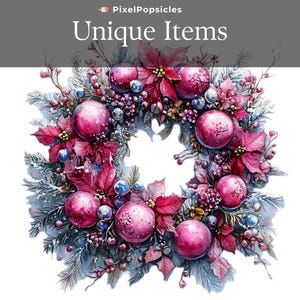 Pink Christmas Wreath Clipart Bundle (digital Download) - Etsy