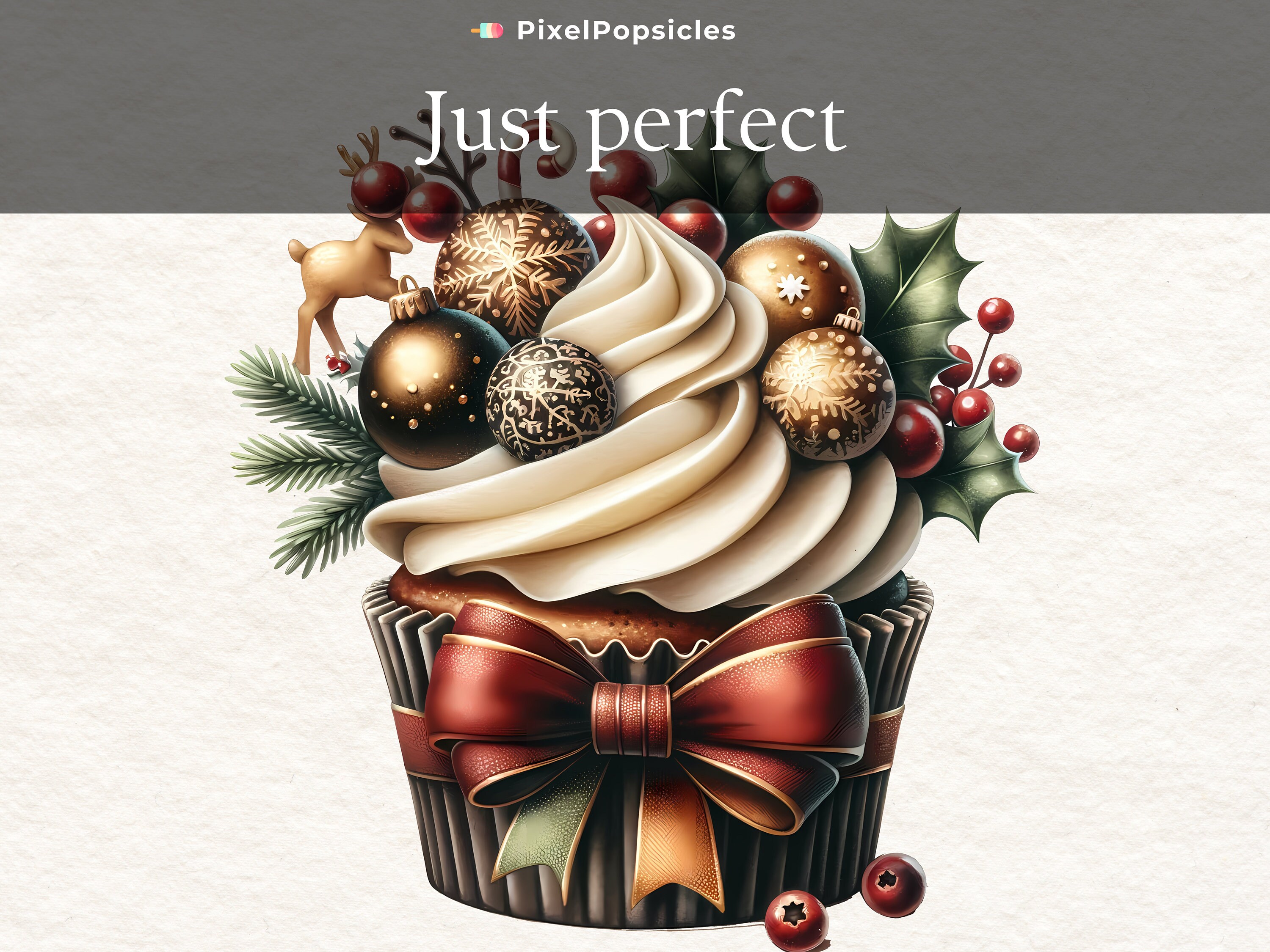 Christmas Cupcakes Clipart 10 PNG Bundle, Elegant Treats Transparent ...