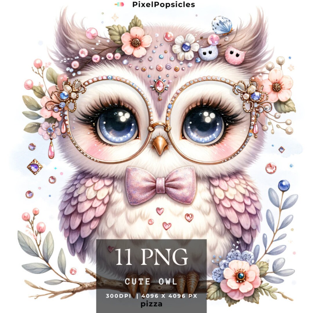 11 Cute Owl Clip Art, Baby Bird , Cute PNG Girl Glasses, Kids Shirt ...