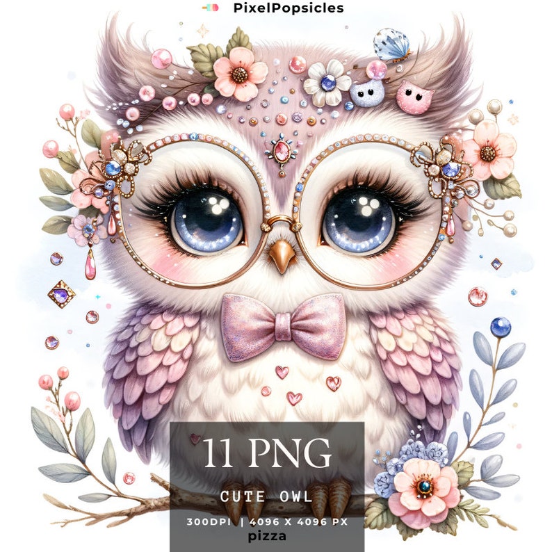11 Cute Owl Clip Art, Baby Bird , Cute PNG Girl Glasses, Kids Shirt ...