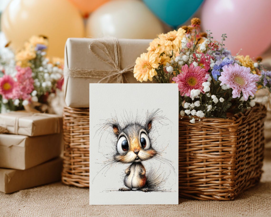 Quirky Squirrel Clipart – Funny Woodland Animal PNG (digital Download ...