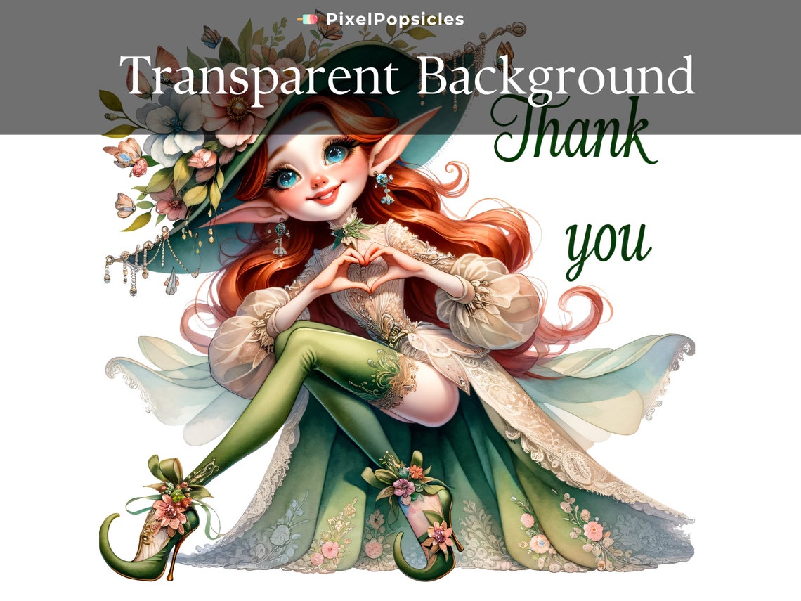 Thank You Elves Watercolor Clipart, 10 High Quality Pngs, Memory Book ...