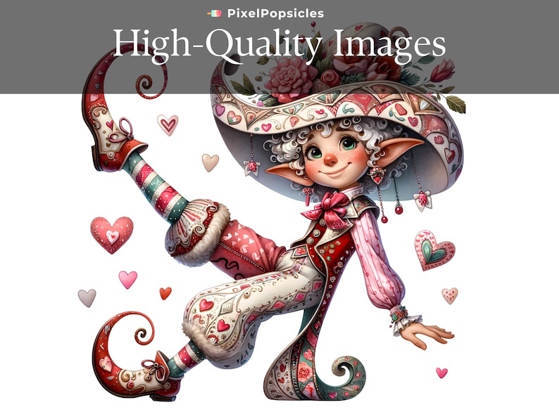 Valentine Elves Clipart, Fairy PNG, Love Heart Graphics, Commercial Use ...