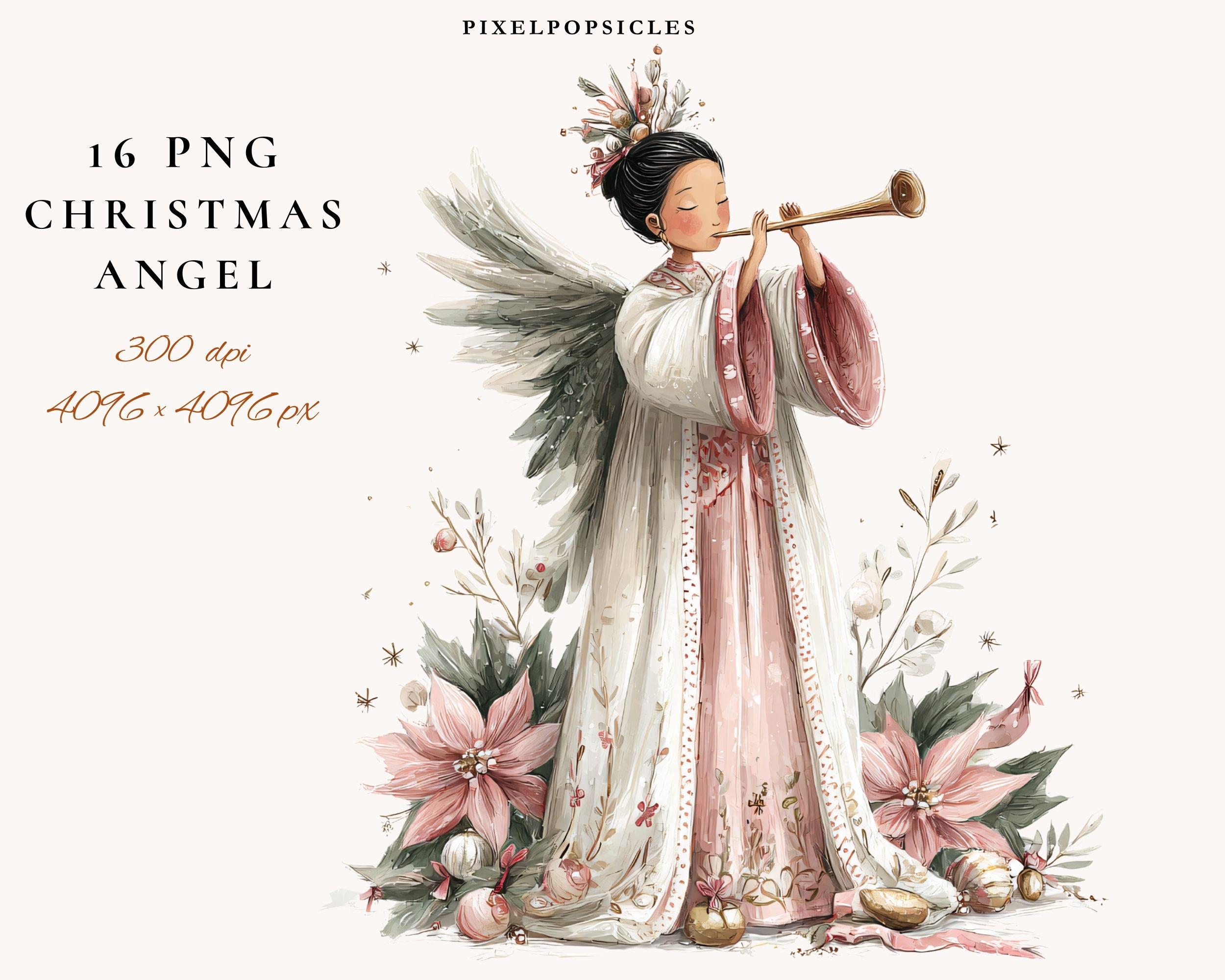 Watercolor Christmas Angels PNG Clipart: Holiday Scrapbook Graphics 1 ...