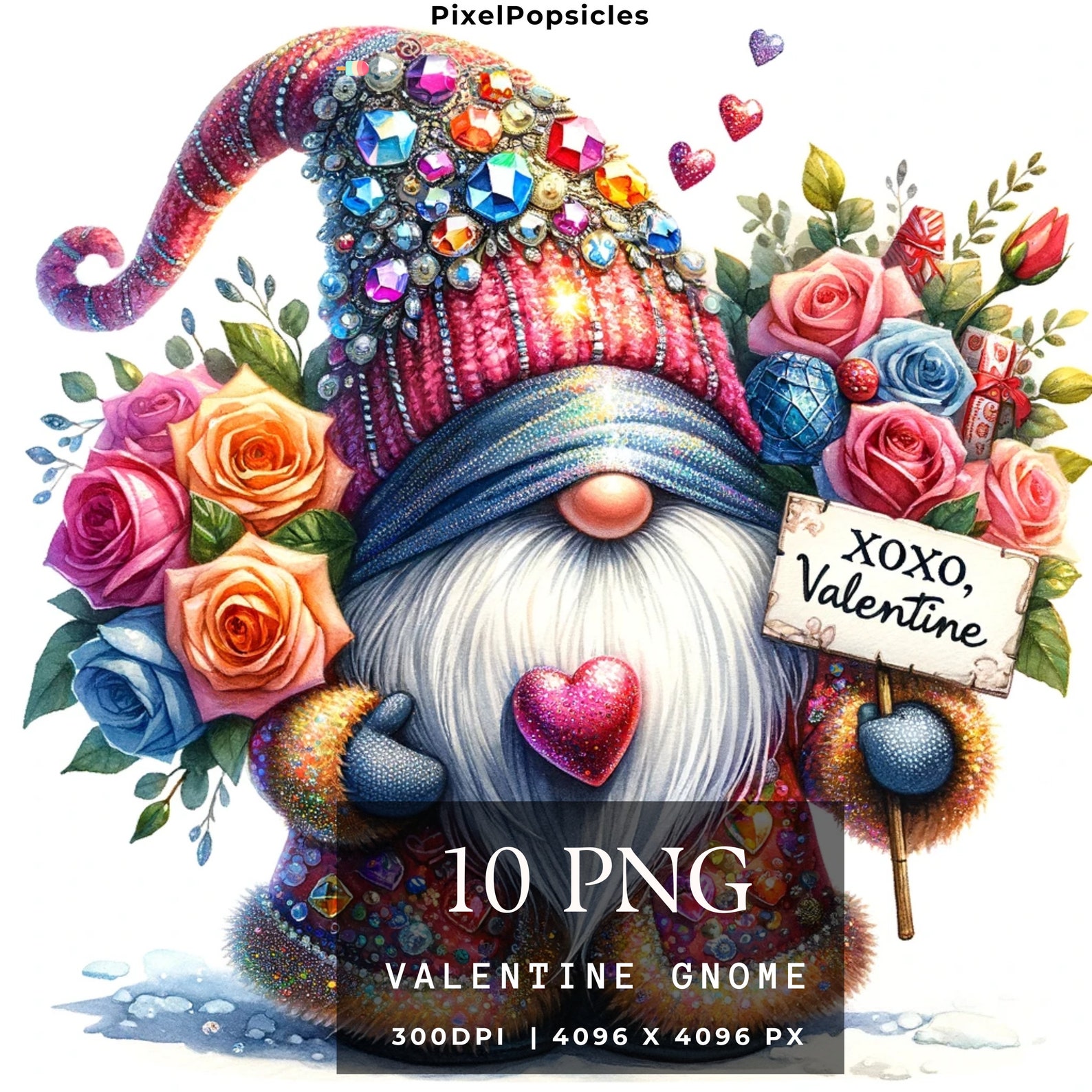Valentines Gnome Clipart Bundle, Valentines Clipart, Valentines Png ...