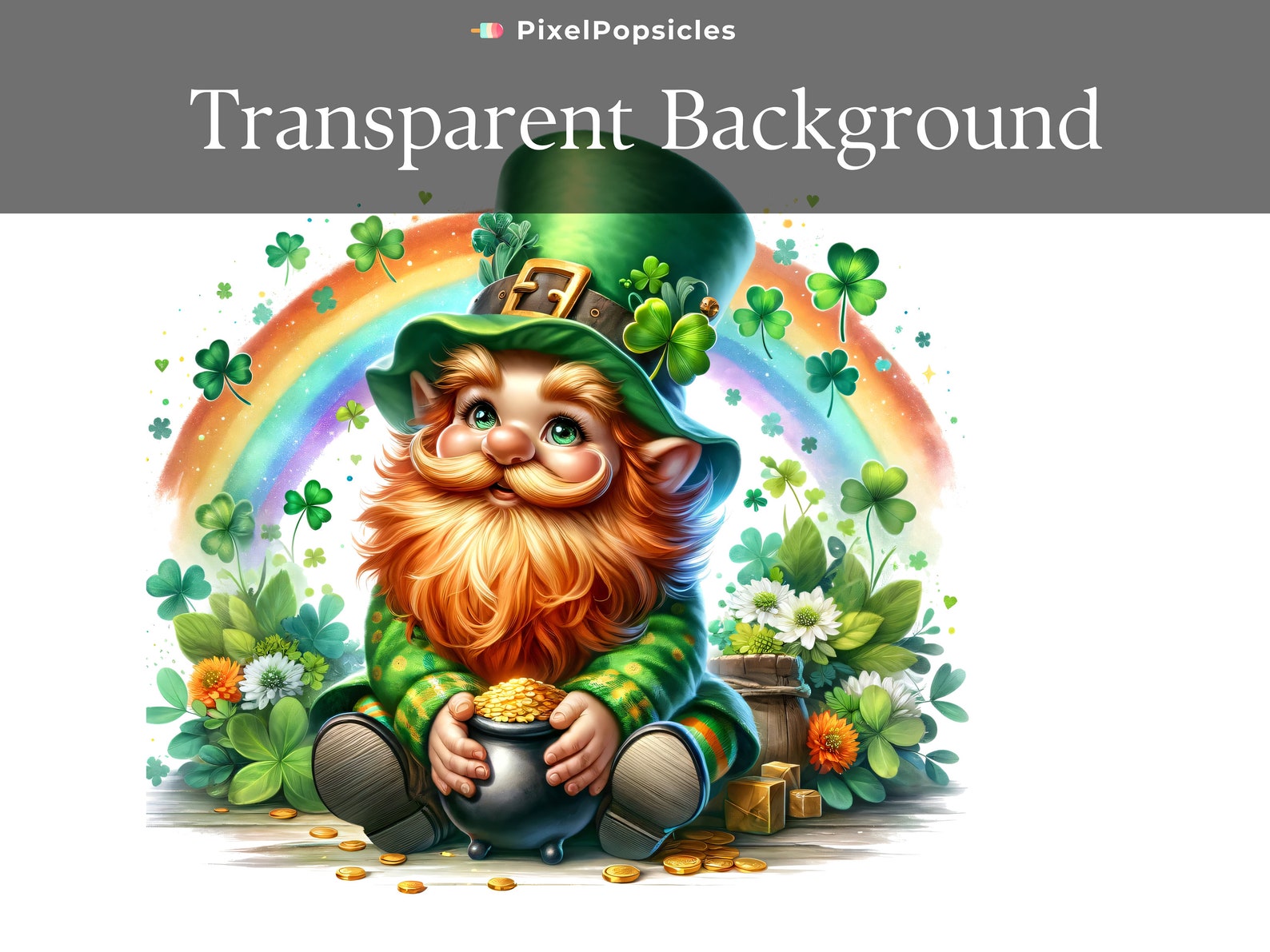 12 St Patrick Gnomes Clipart Illustration Watercolor PNG Set Saint ...