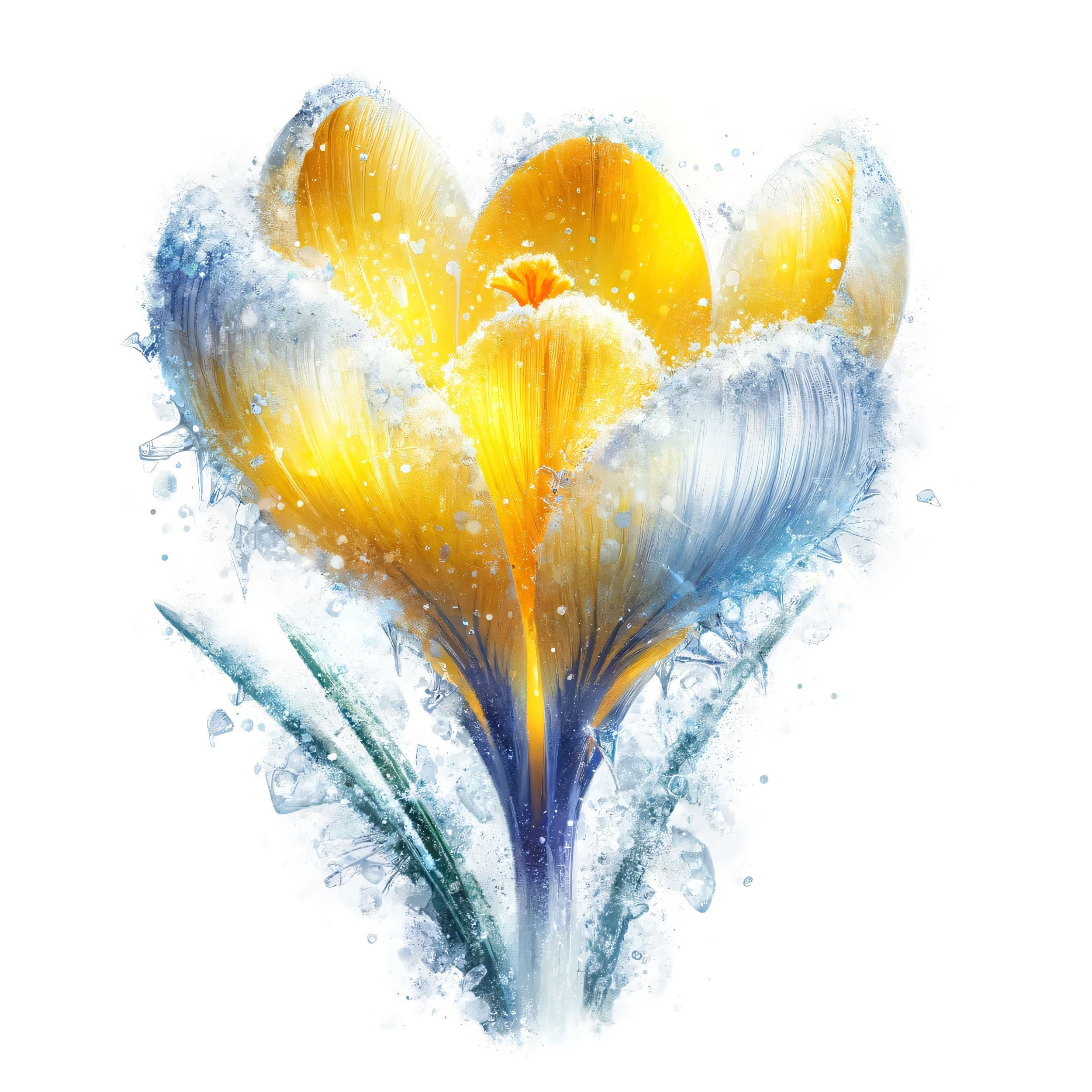 12 Frozen Flowers Clipart Jpg, Watercolor Flowers Jpg, Winter Flower ...