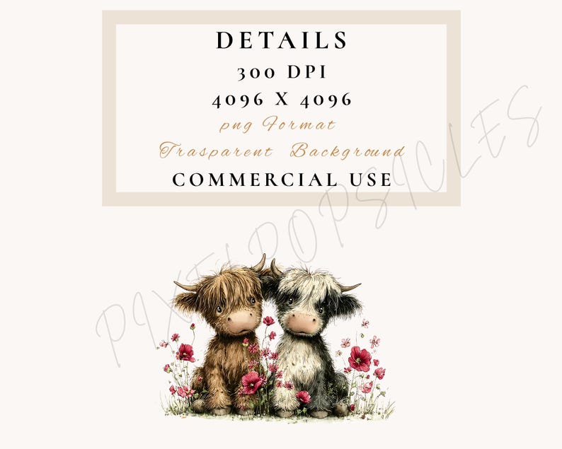 Whimsical BBF Cow Clipart: Summer Cow Watercolor PNG Bundle (digital ...