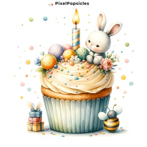 Birthday Cupcake Clipart Set - 16 High Quality Pngs, Memory Book, Junk ...