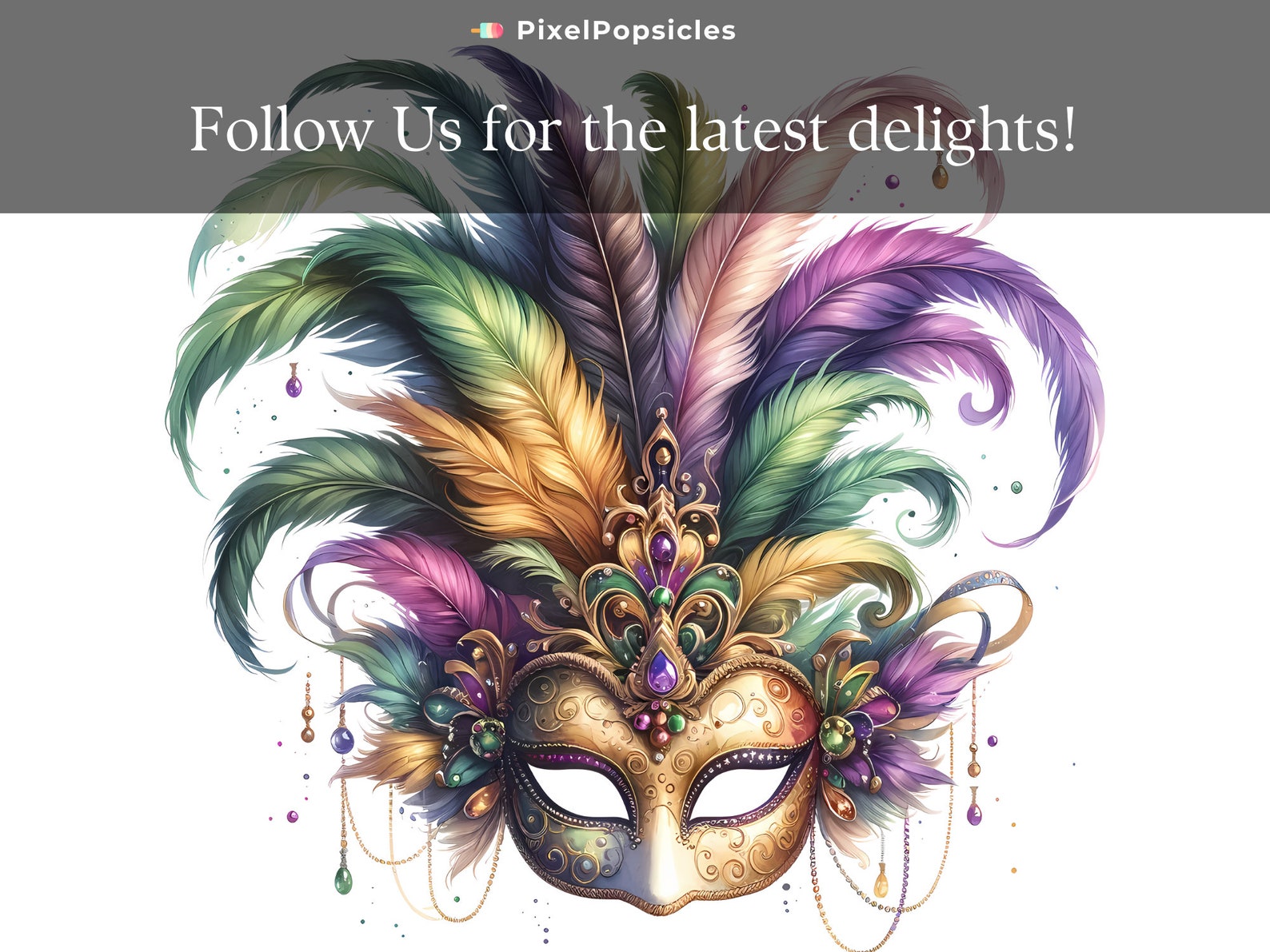 Masquerade Masks Clipart Watercolor PNG Set 15 Venetian Mask, Mardi ...