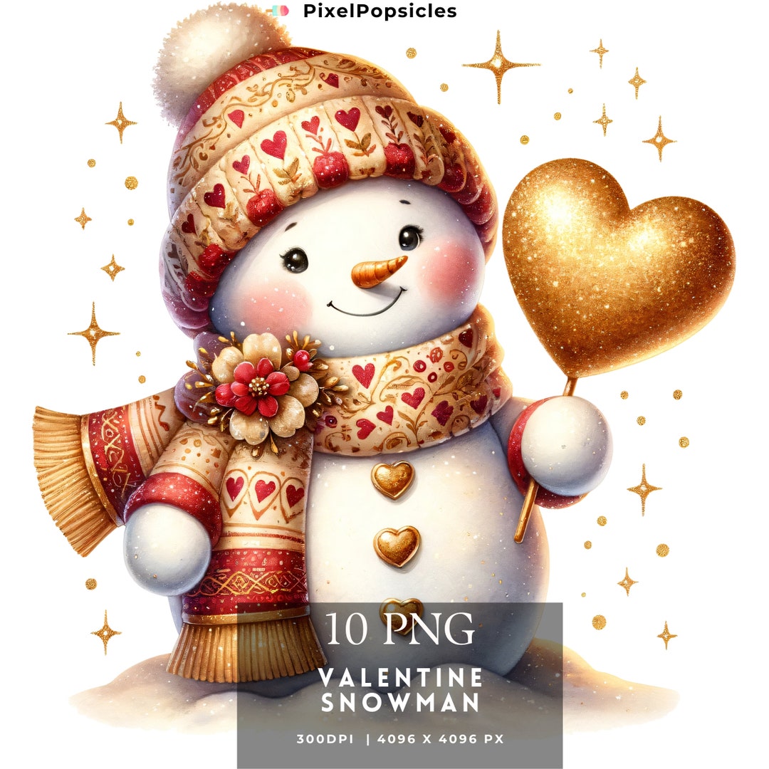Clipart Bundle Snowman in Love PNG, Cute Snow Girl PNG, Snowman Couple ...
