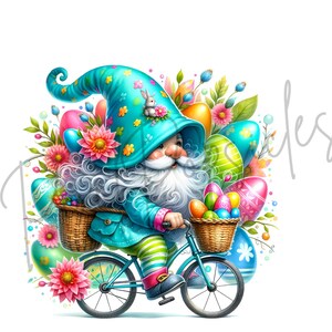 10 Easter Gnomes Watercolor Clipart PNG, Spring Flowers Easter Eggs ...