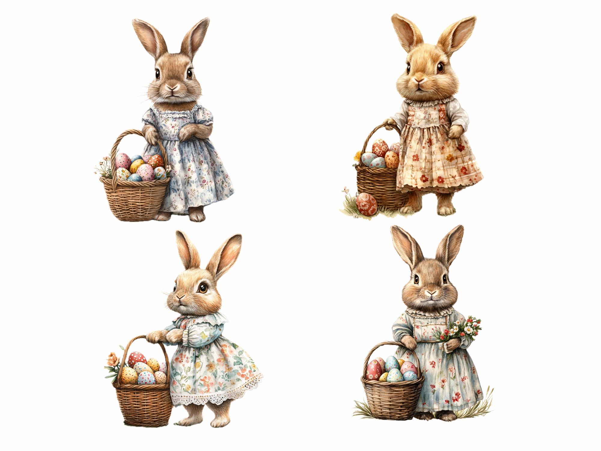 Watercolor Easter Bunny Clipart: Pastel Bunnies PNG (digital Download ...