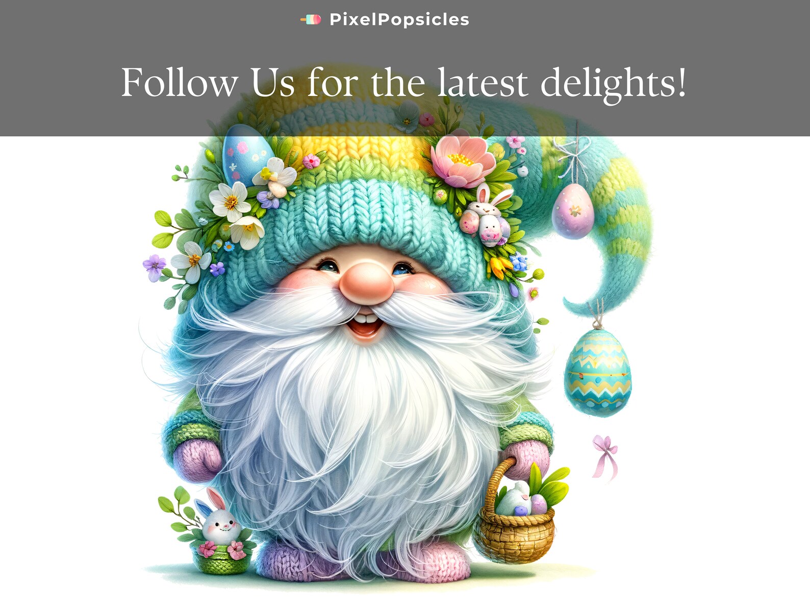 10 Easter Gnomes Watercolor Clipart PNG, Spring Flowers Easter Eggs ...