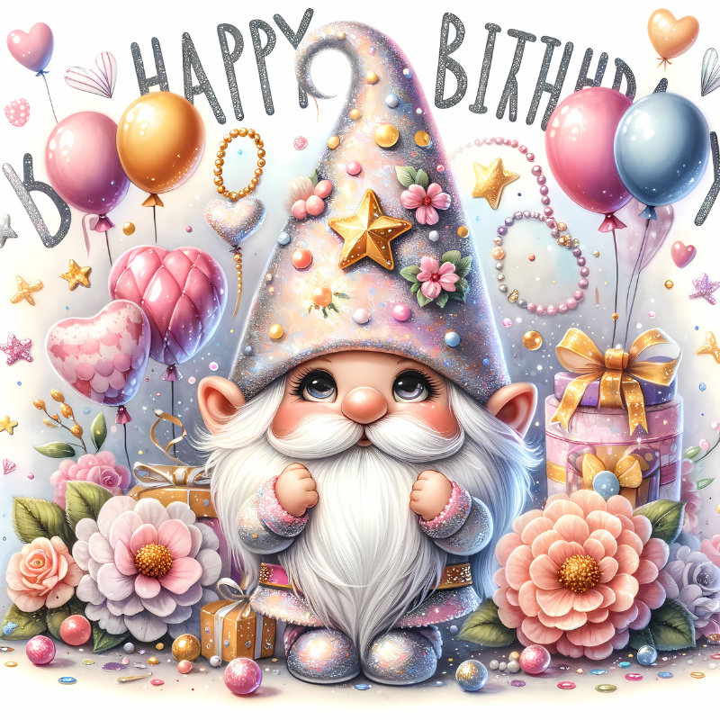 Birthday Gnome Clipart, 11 JPG Watercolor, Junk Journal, Card Making ...