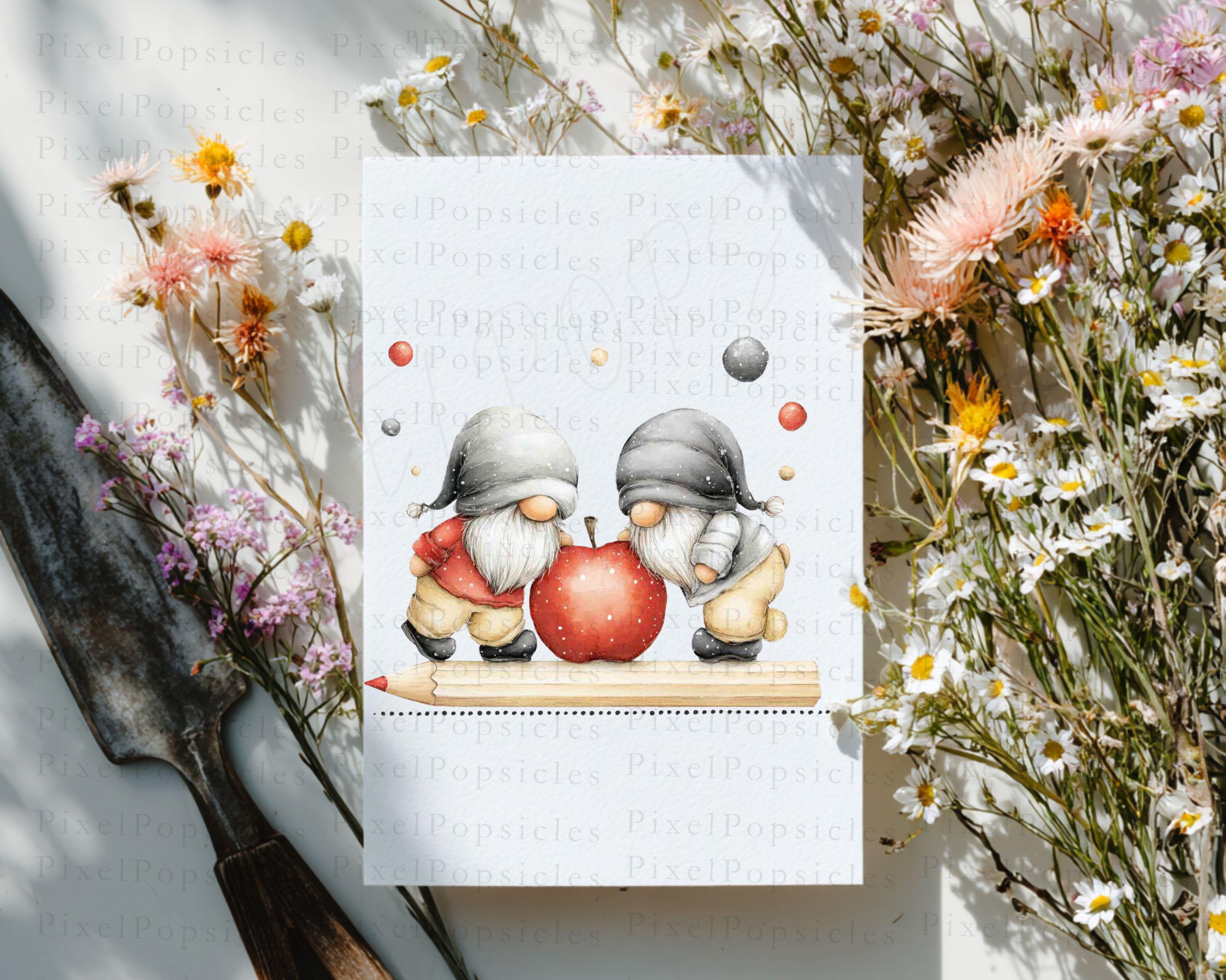 Back to School Gnome Clipart Bundle: Watercolor PNG (digital Download ...