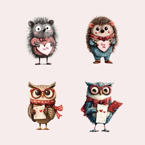 16 Valentines Watercolor Clipart PNG Bundle,love Couple Animals, Cute ...