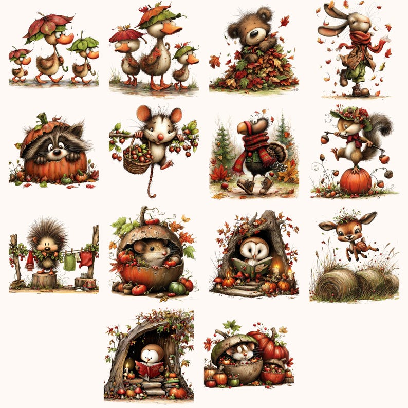 Autumn Woodland Animals Clipart Bundle: Fall Forest PNG Images (digital ...