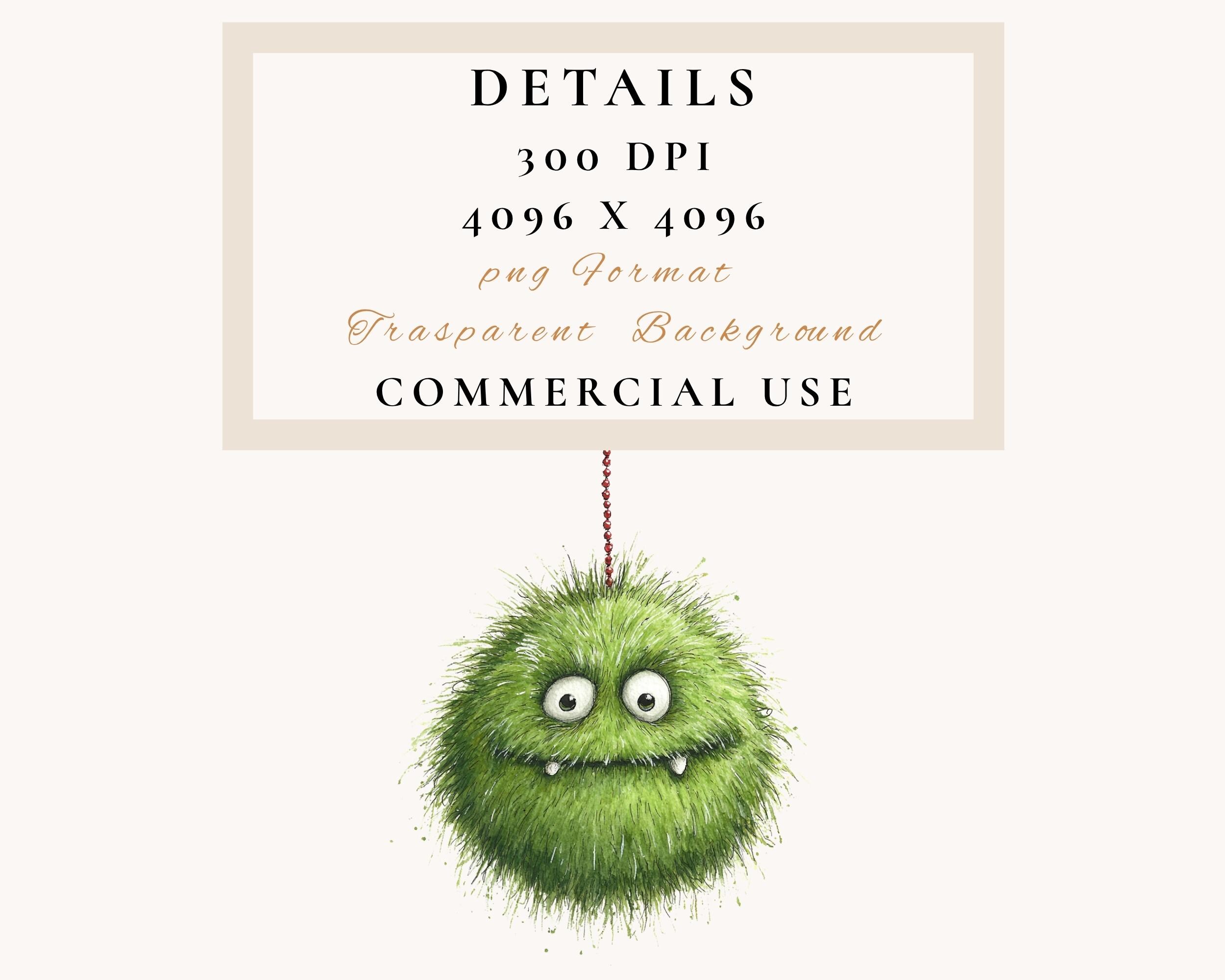Grumpy Green Christmas Monster Ball Clipart: 15 PNG Ornaments (digital ...