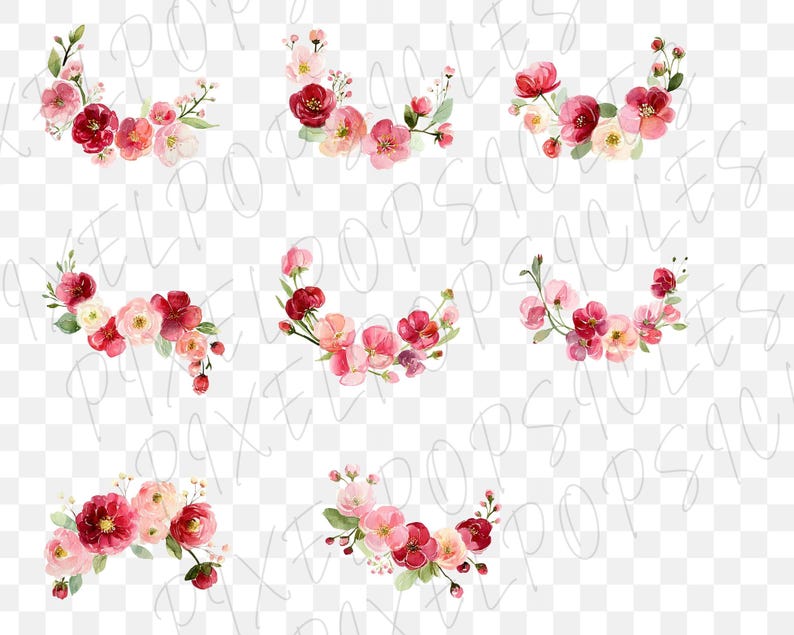 Watercolor Floral Wreath Clipart: PNG Flower Wreaths (digital Download ...