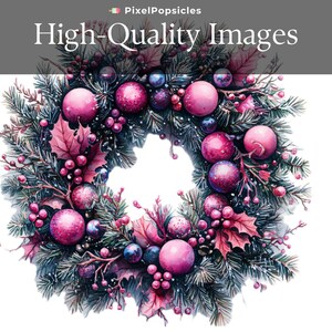 Pink Christmas Wreath Clipart Bundle (digital Download) - Etsy