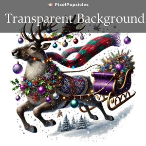 Christmas Reindeer Set Clipart - 14 High Quality PNG, Digital Paper ...