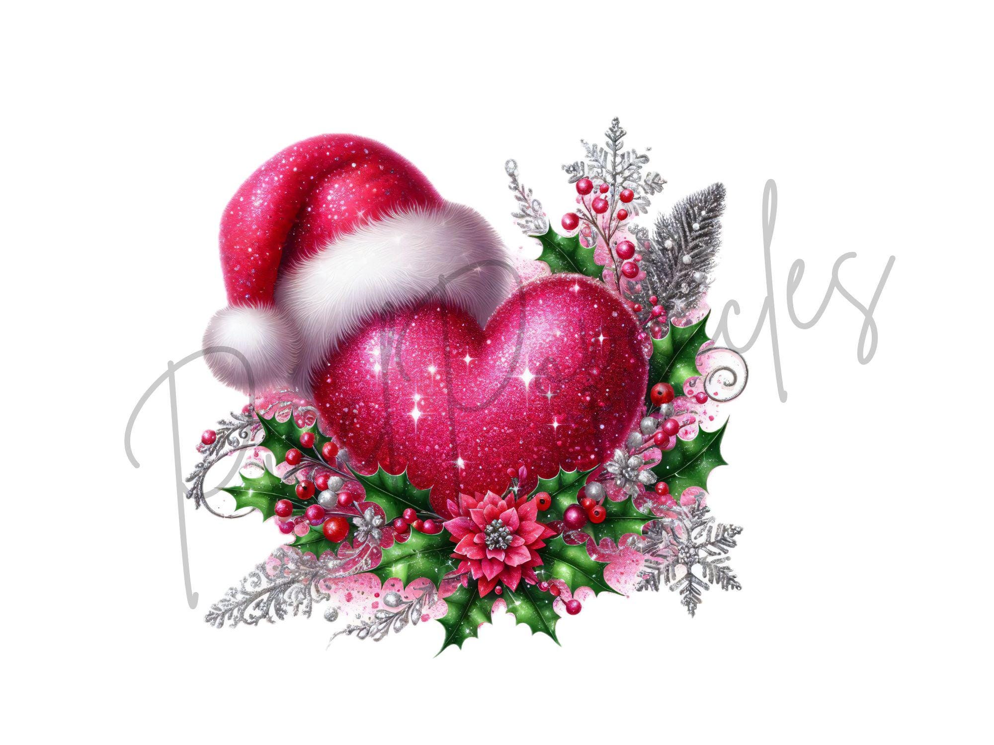 Festive Christmas Heart Clipart Bundle - 14 PNG Files, Junk Journals ...