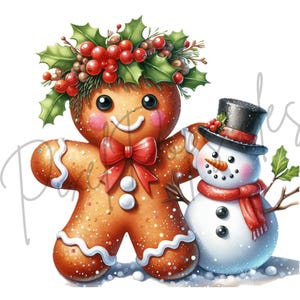 12 Watercolor Gingerbread Man Clipart: Christmas Cookie PNG Bundle ...