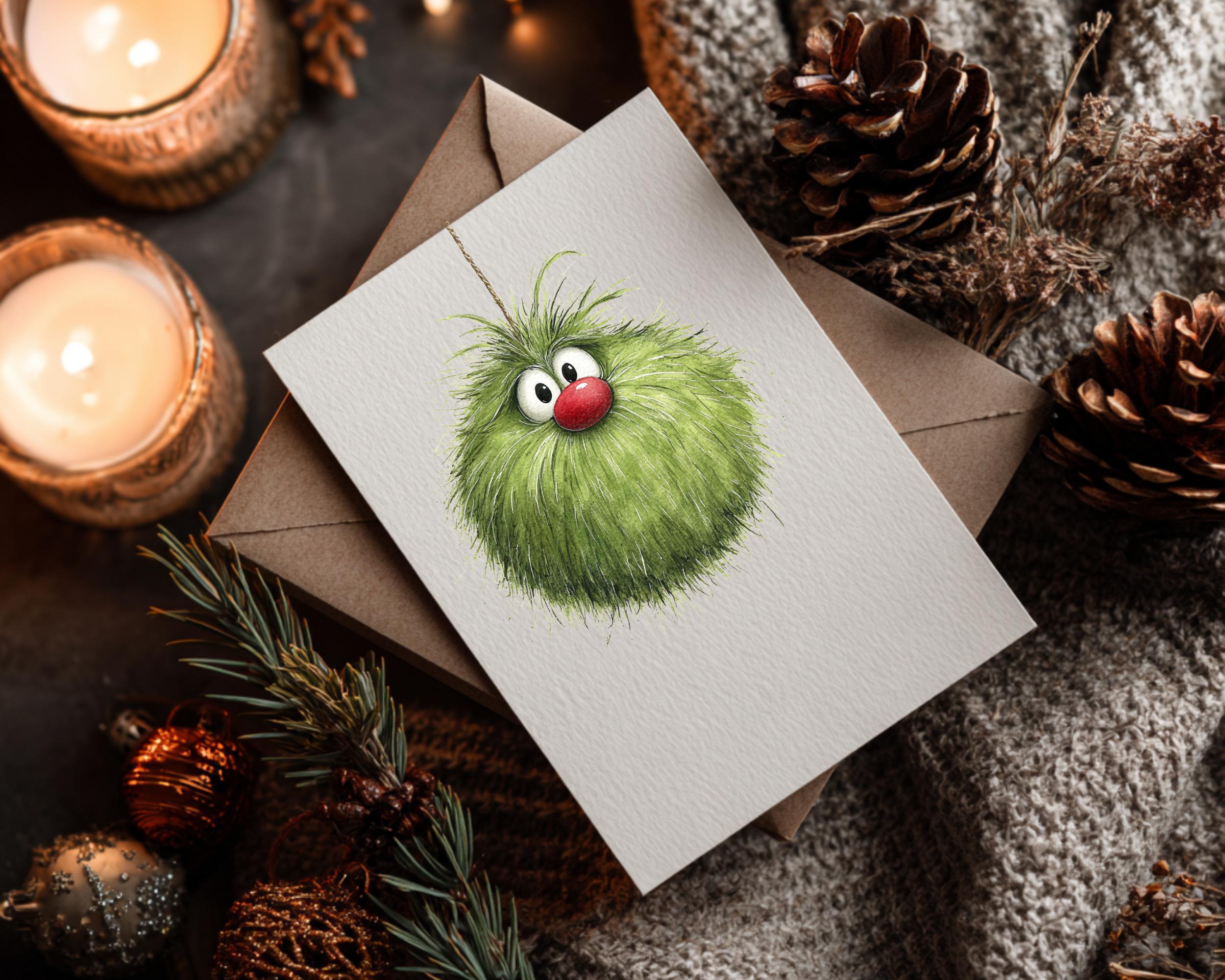 Grumpy Green Christmas Monster Ball Clipart: 15 PNG Ornaments (digital ...