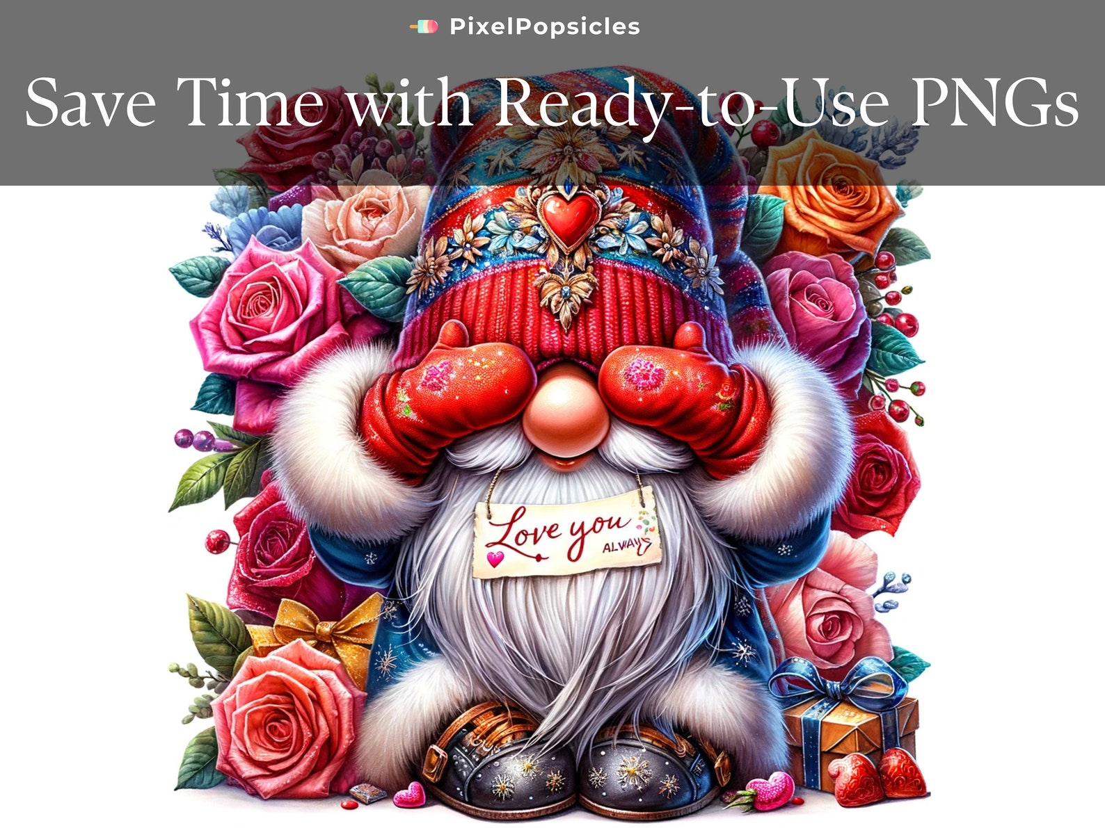 Valentines Gnome Clipart Bundle, Valentines Clipart, Valentines Png ...