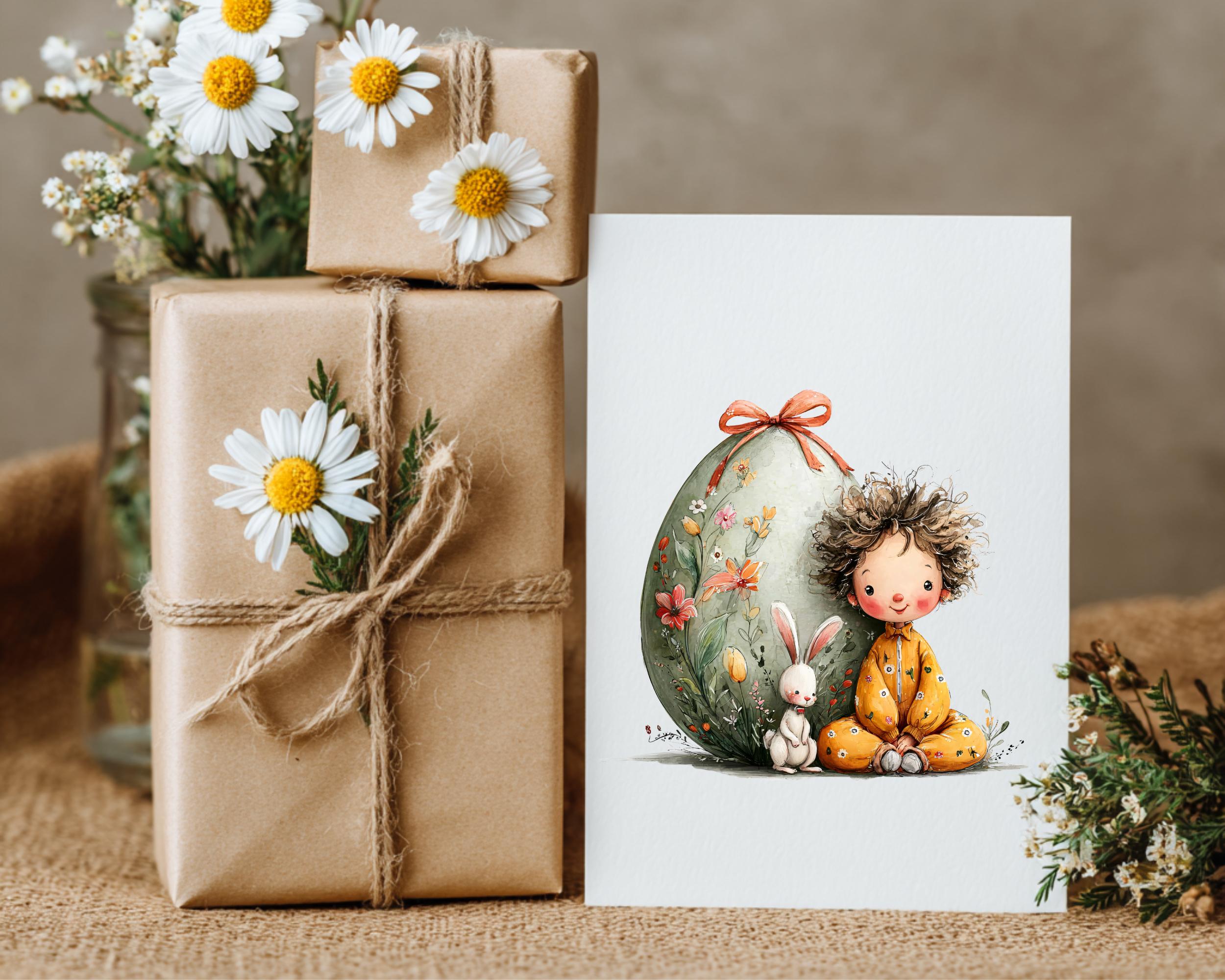 Watercolor Easter Kids Clipart: Bunny Costumes & Eggs (PNG Digital ...