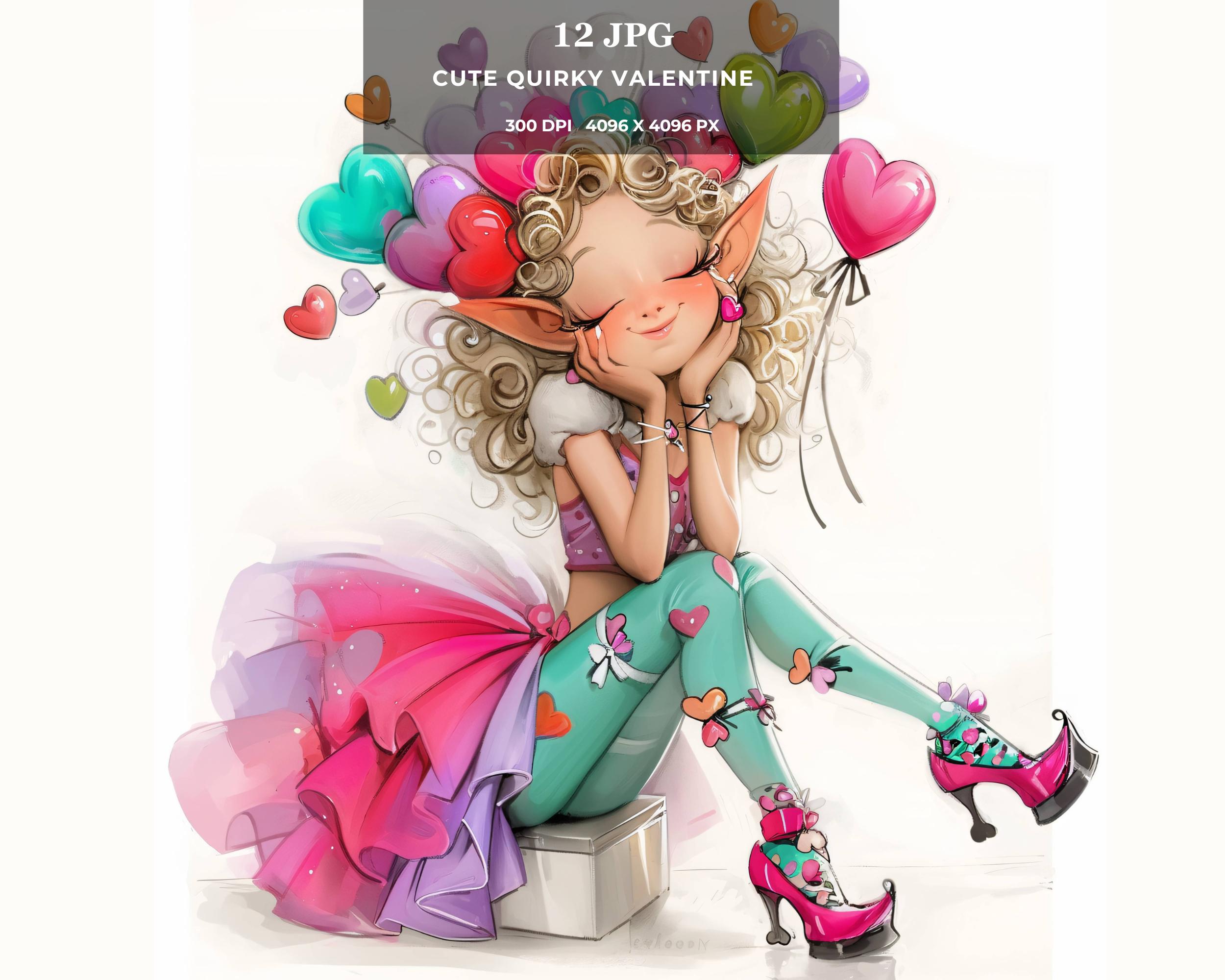 Valentine Elf Clipart: Whimsical Love-themed Digital Art (4096x4096 Px ...