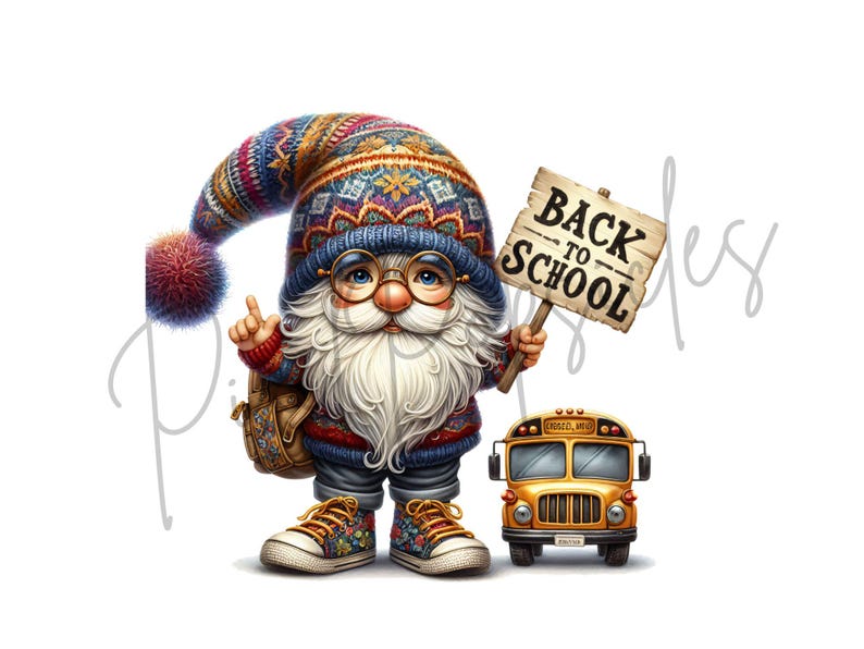 Back to School Gnome Clipart Bundle: Watercolor PNG (digital Download ...