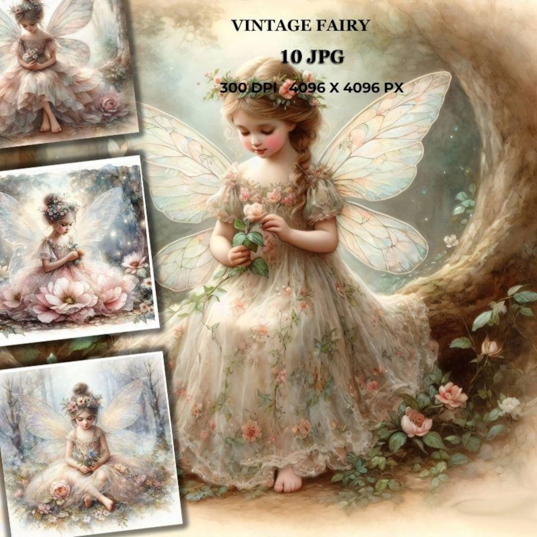 Vintage Fairy Flower Art: Digital Illustrations (instant Download) - Etsy