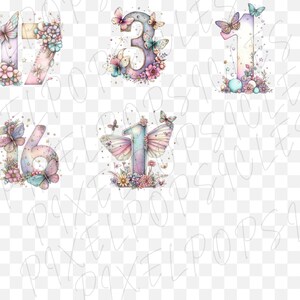 Watercolor Fairy Number Clipart: Birthday PNG Set (digital) - Etsy