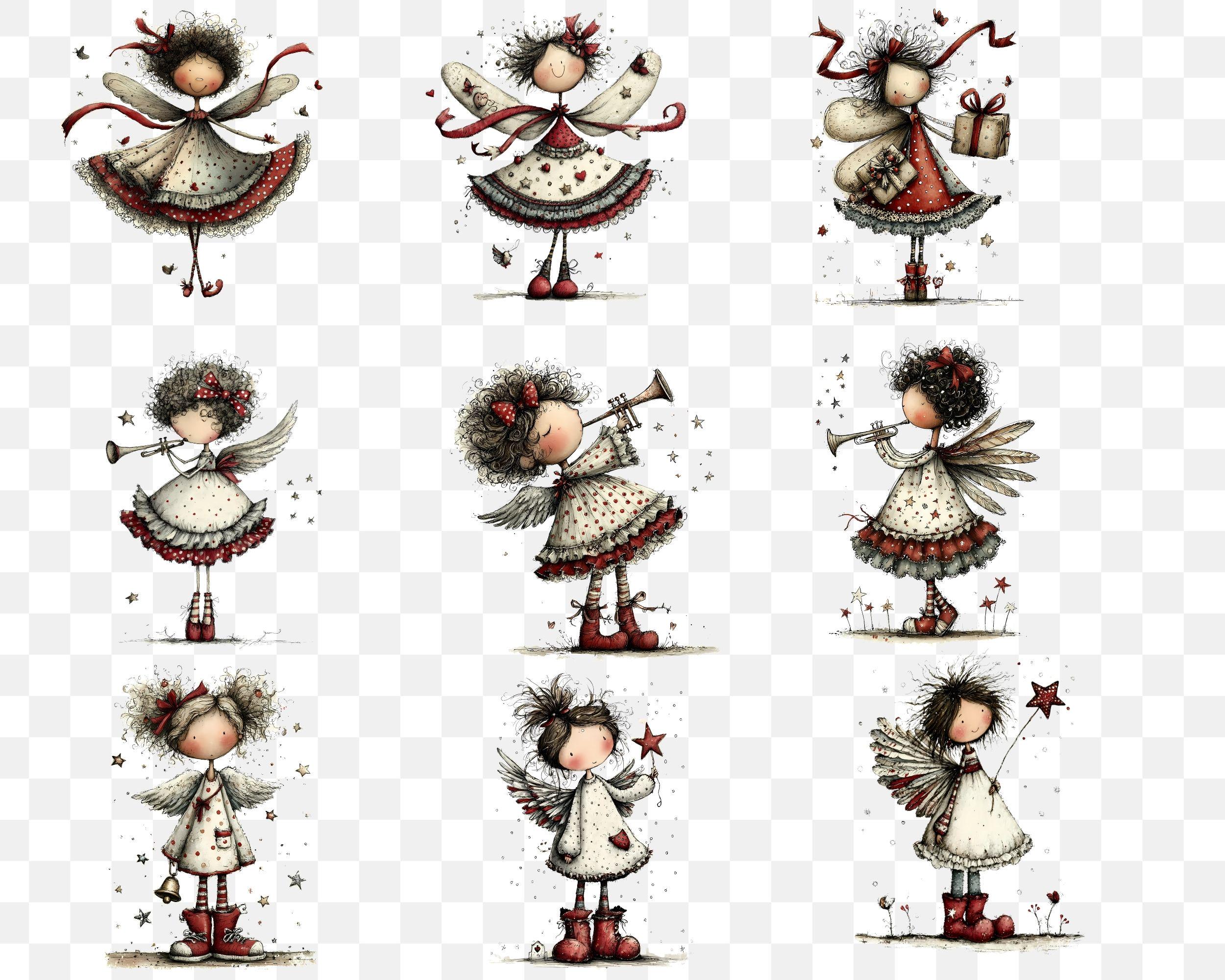 Watercolor Christmas Angels PNG Clipart: Holiday Scrapbook Graphics 1 ...