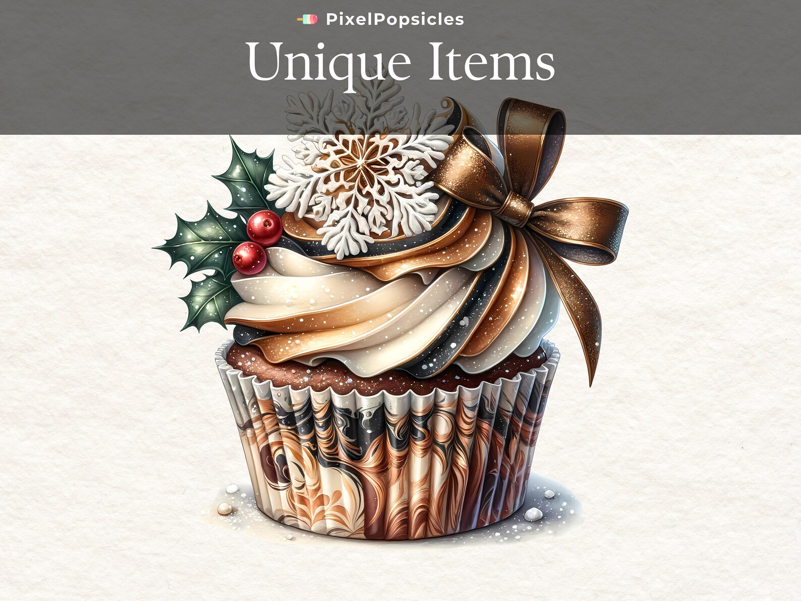 Christmas Cupcakes Clipart 10 PNG Bundle, Elegant Treats Transparent ...