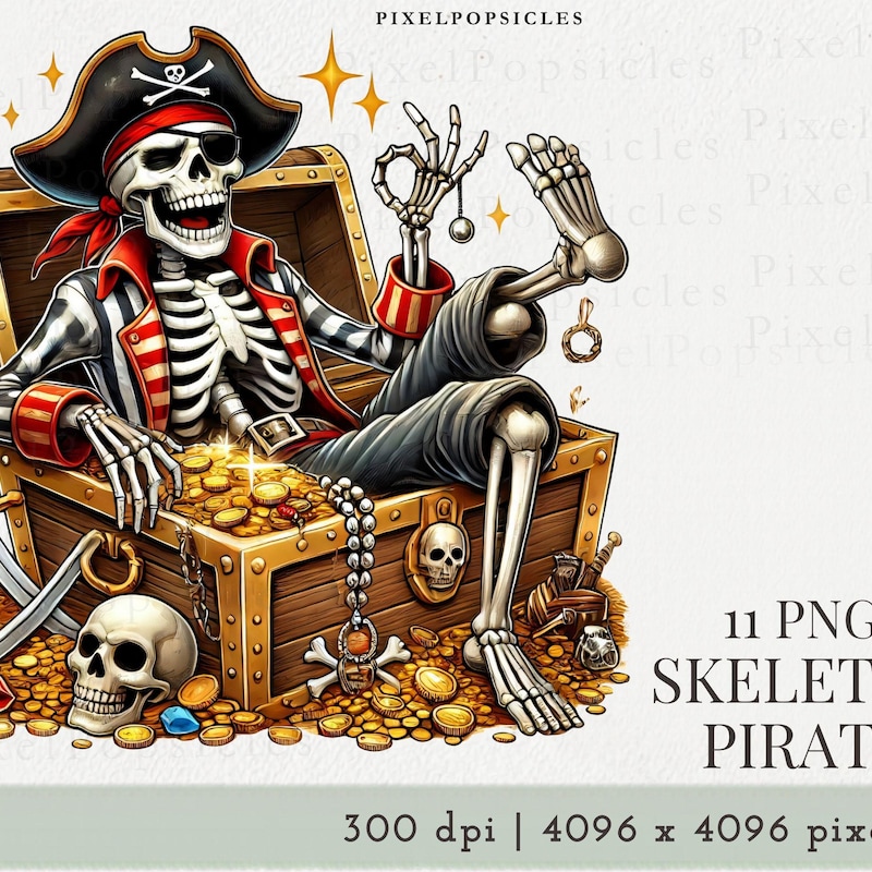 Skeleton Pirate Clipart - Etsy