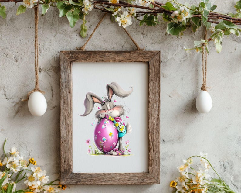 Quirky Easter Bunny Clipart: Whimsical Rabbit PNG Bundle (digital ...