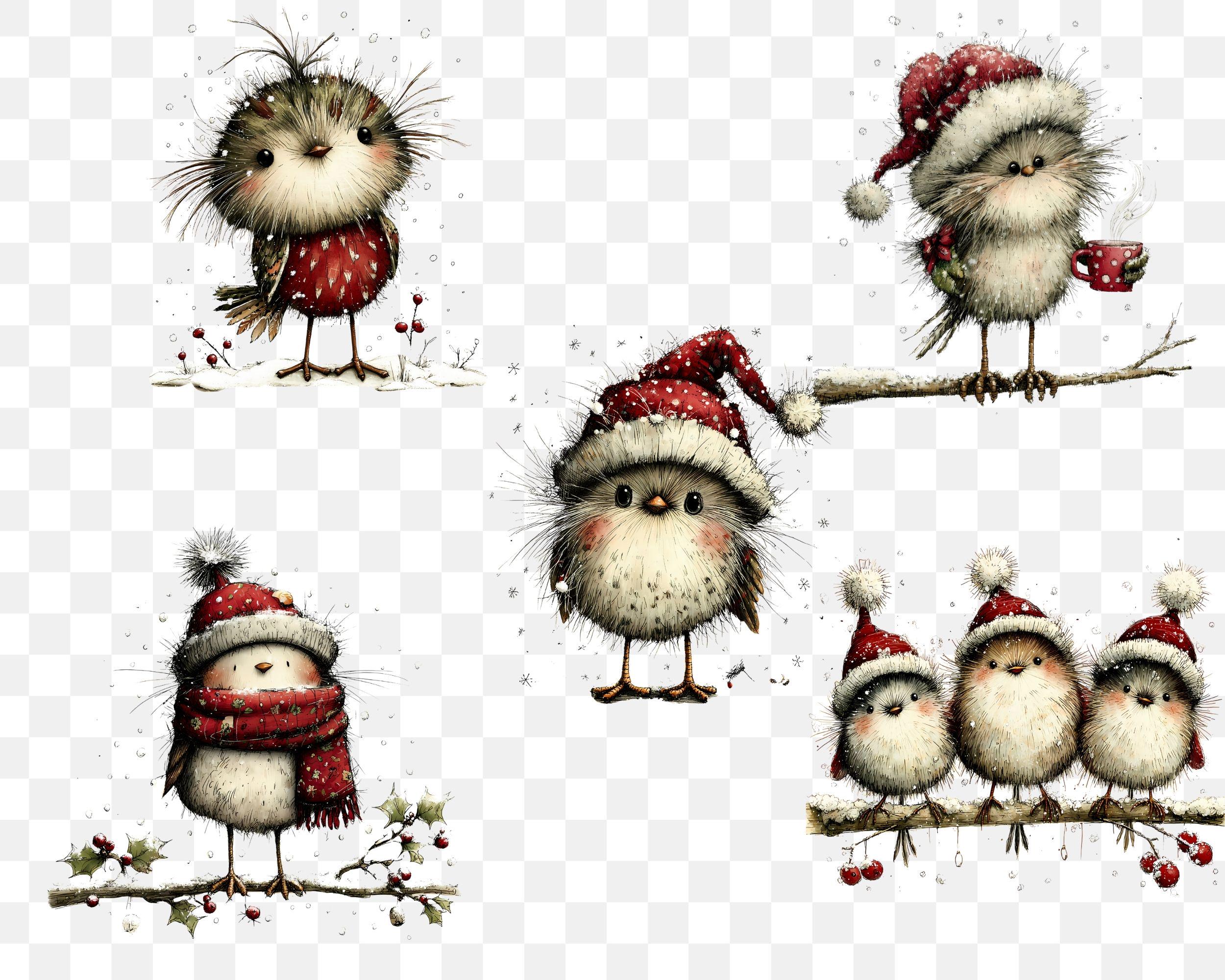 Christmas Bird Clipart Set: Watercolor PNG Images (digital Download) 1 ...