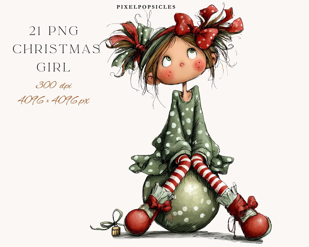 Christmas Girl Clipart: Festive Holiday PNG Images Digital Download for ...