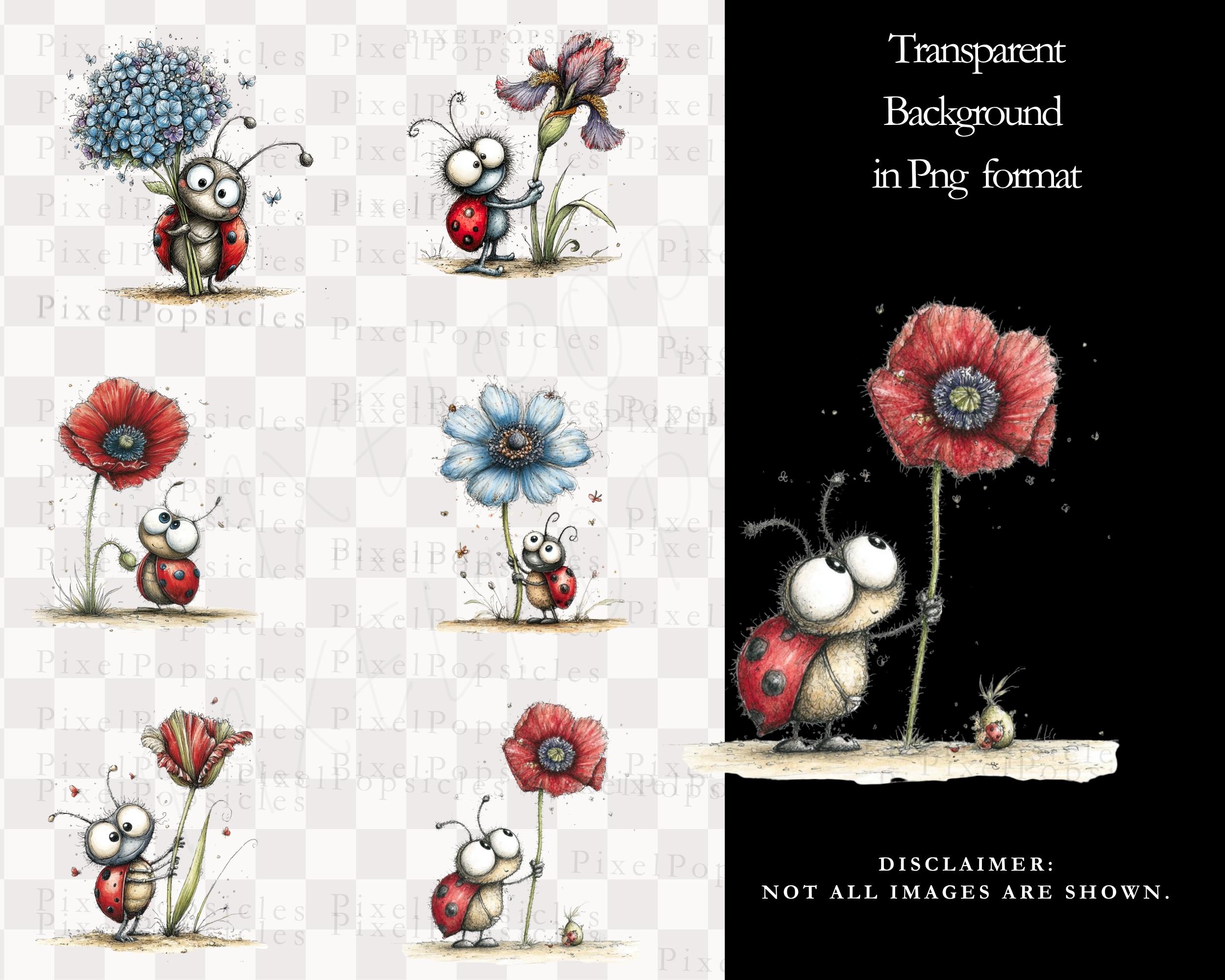 Spring Ladybug Clipart Bundle | 20 PNG Transparent | Watercolor Insects ...