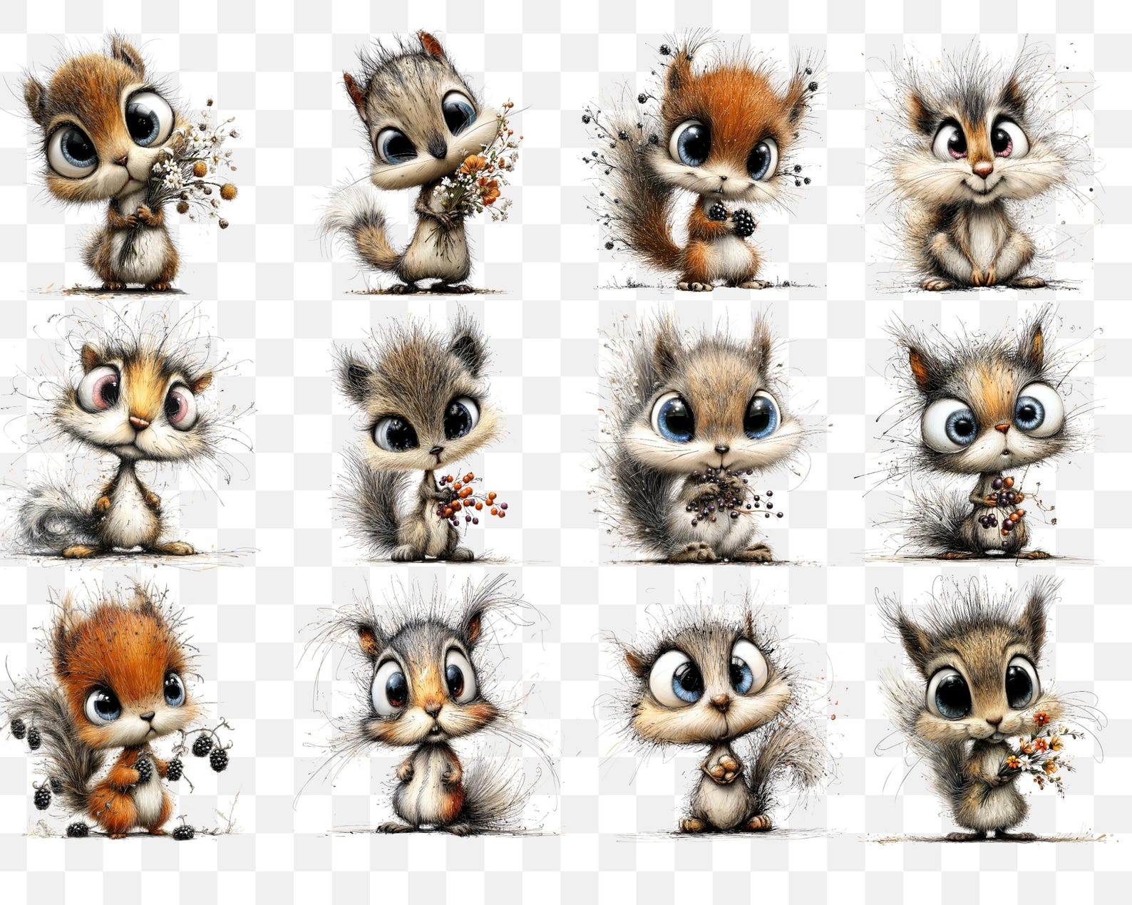 Quirky Squirrel Clipart – Funny Woodland Animal PNG (digital Download ...