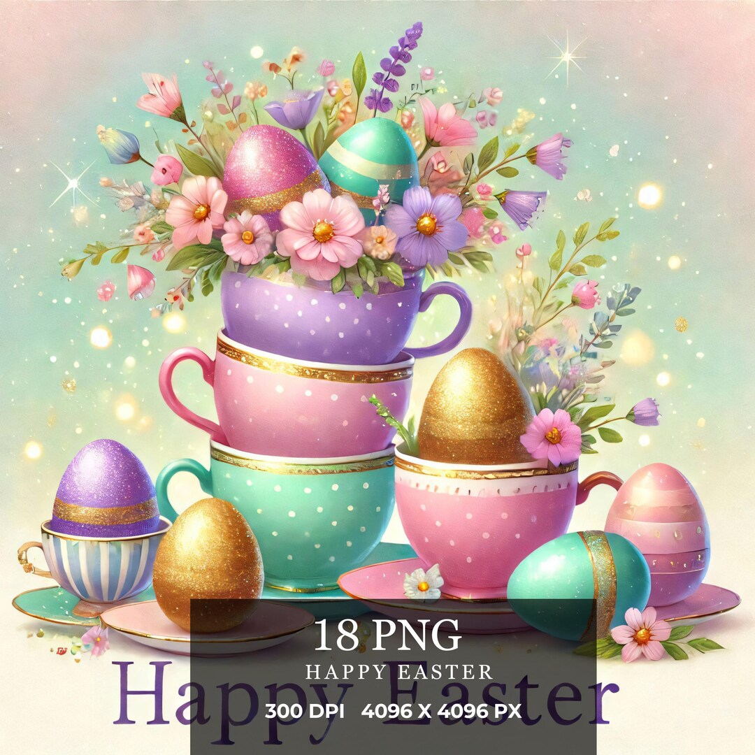 Happy Easter Clipart Bundle | 18 JPG Images for Party Decor ...