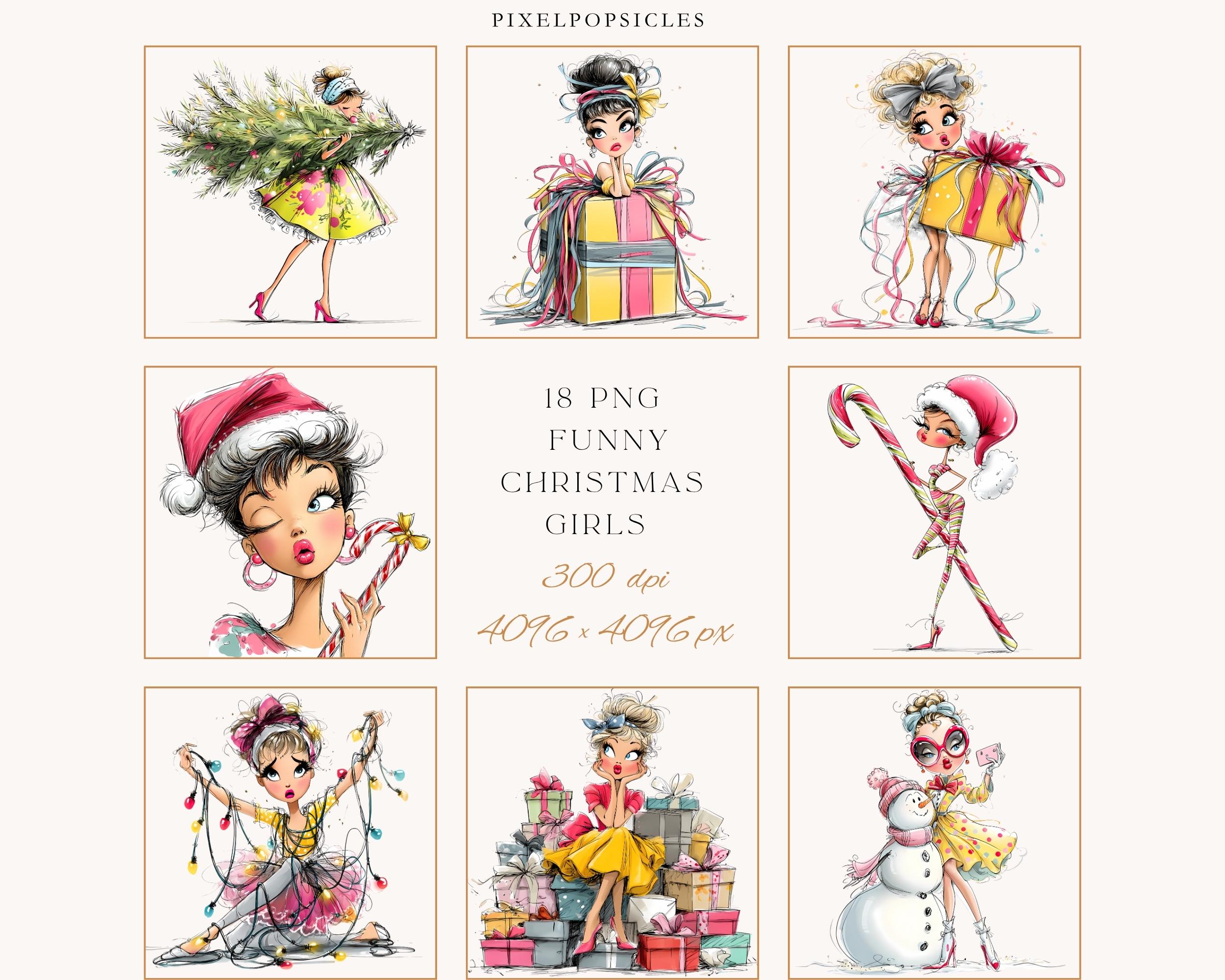 Watercolor Christmas Girl Clip Art: Whimsical Holiday Pngs (digital ...