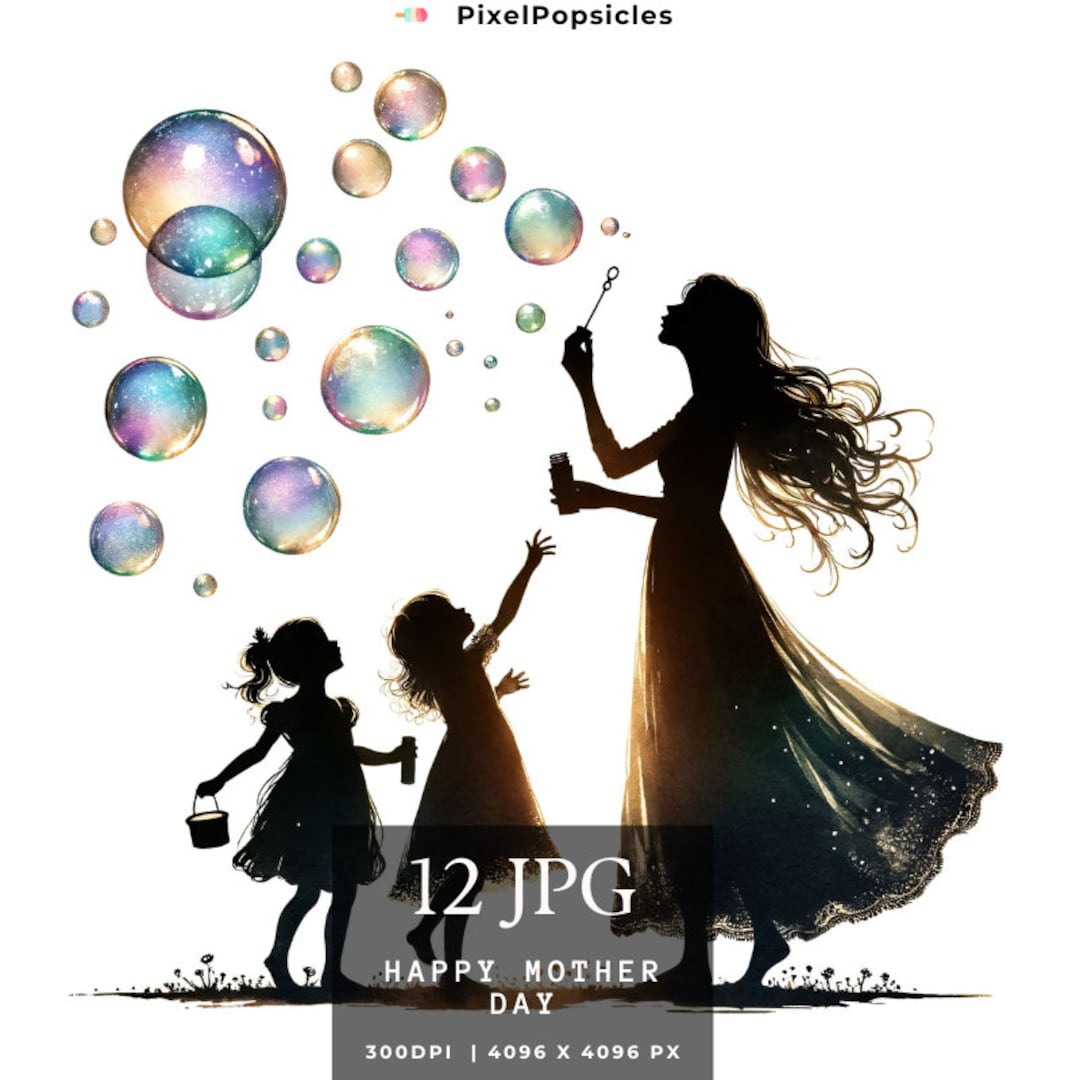 12 Mother's Day Clipart, Mother and Daughter Print, Printable ...