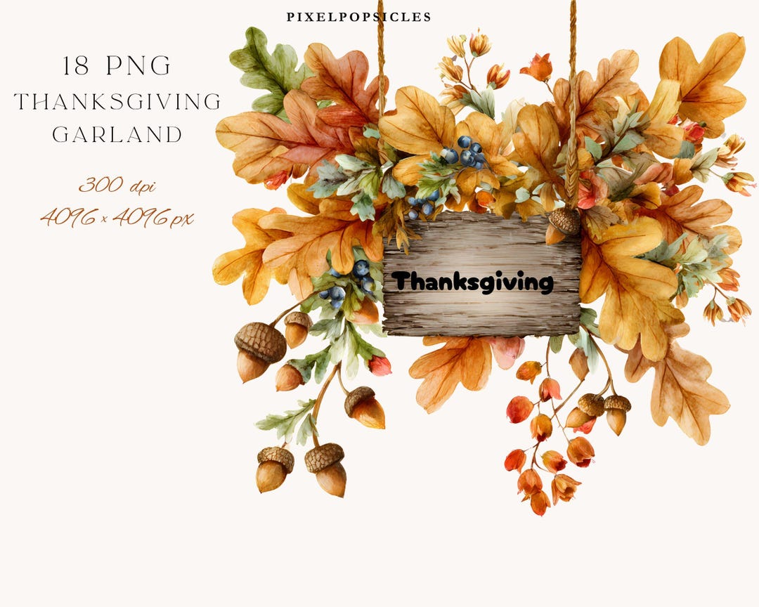Watercolor Autumn Clipart Bundle: Thanksgiving PNG Fall Graphics ...