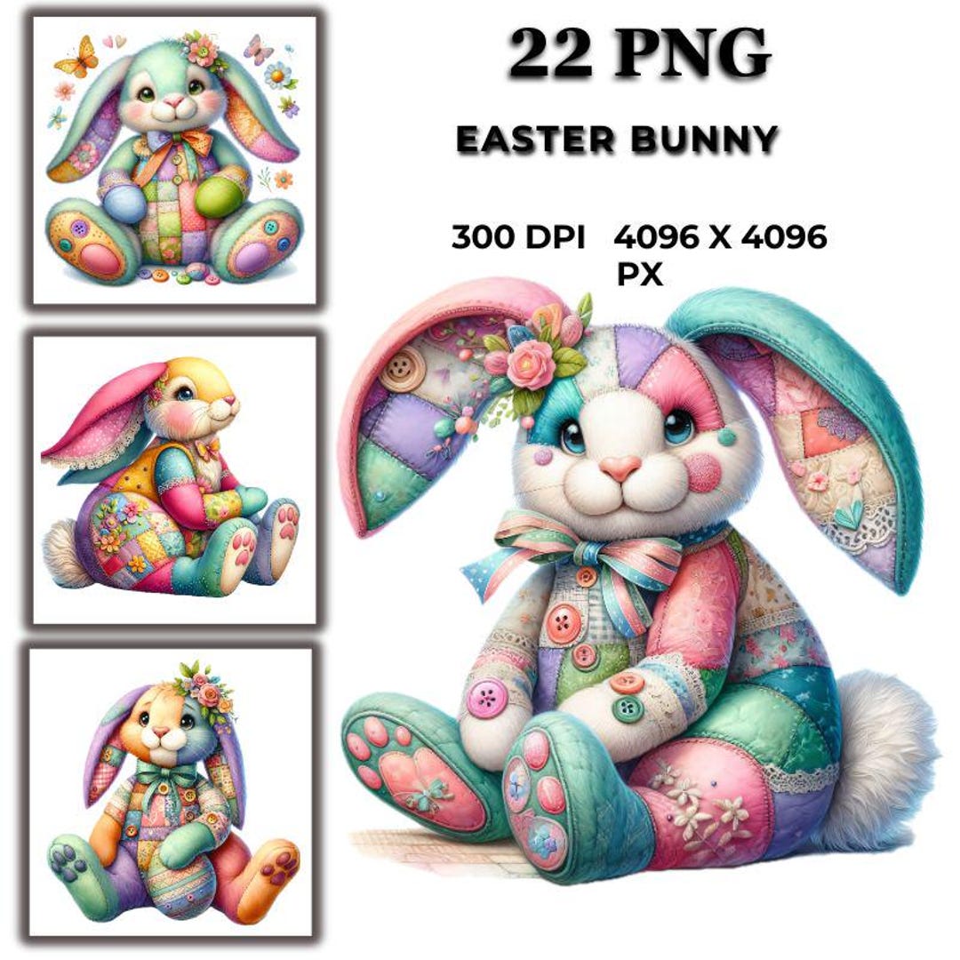 22 Watercolor Pastel Bunnies Easter Clipart - Easter-themed Attire PNG ...