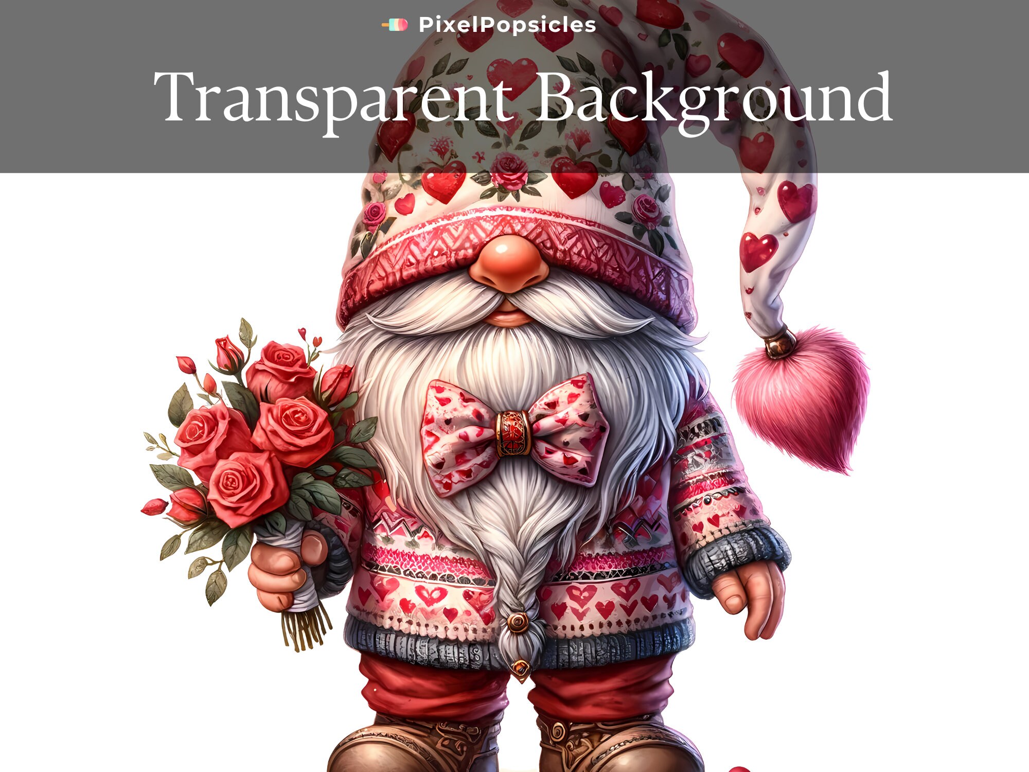 Valentines Pink Gnome Clipart Bundle, Valentines Clipart, Valentines ...