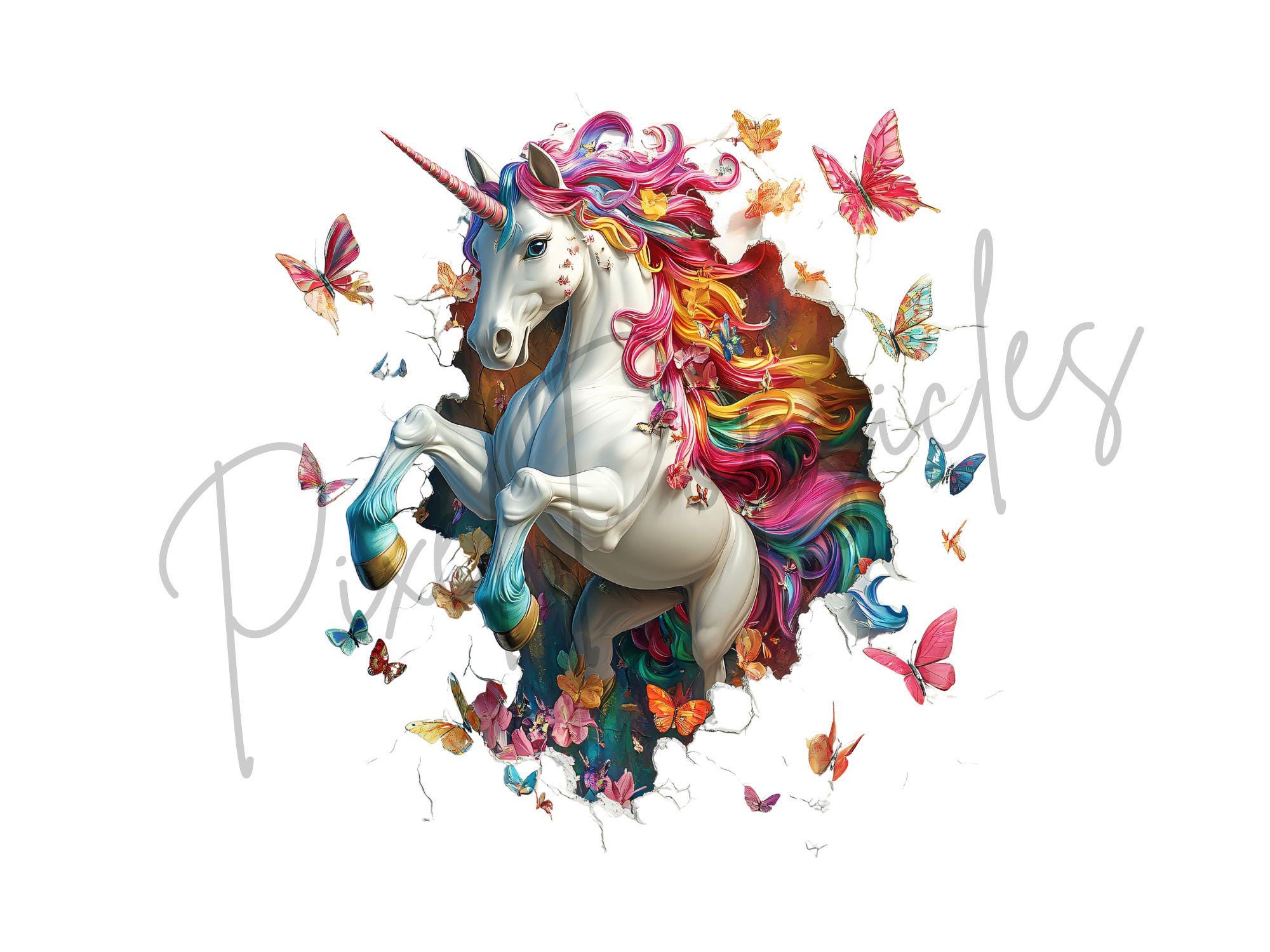 10 Watercolor Unicorn Clipart: Rainbow Ink PNG Images (digital Download ...